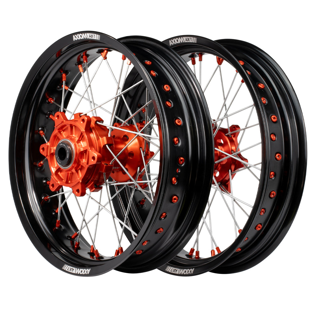 Axiom KTM / Husqvarna / GasGas "Cush Drive" Black Rim / Orange Hub / O ...