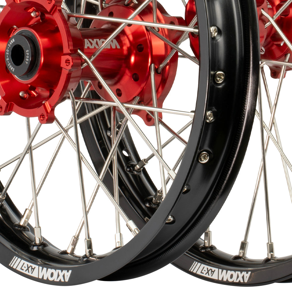 Axiom Honda CR85 1996-2007 BW Black Rim / Red Hub 19x1.6/16x1.85 Compl ...