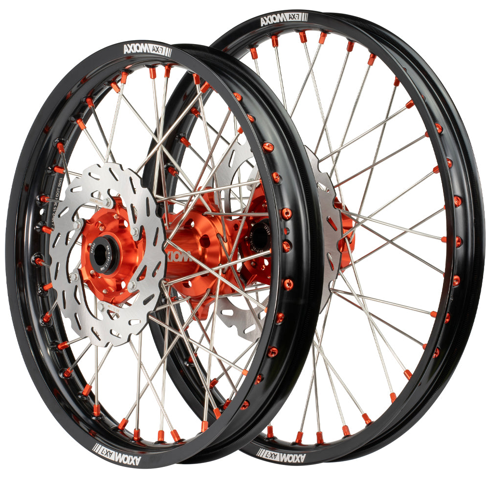 Axiom KTM SX-SXF 125-450 2003-24 Black Rim / Orange Hub / Orange Nippl ...