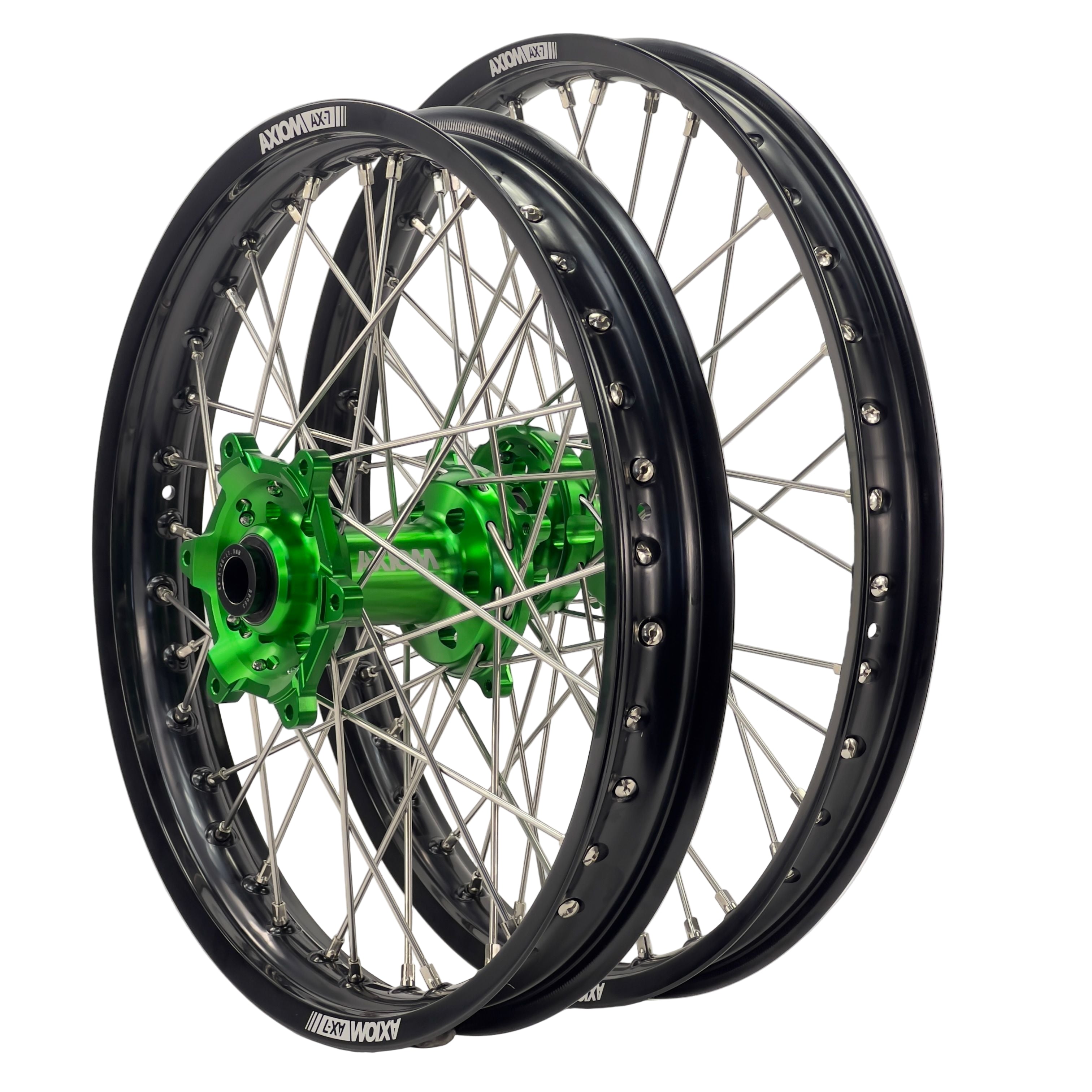 Axiom Kawasaki KX-KXF-KXX 2006-26 Black Rim / Green Hub 21x1.6/18x2.15 ...
