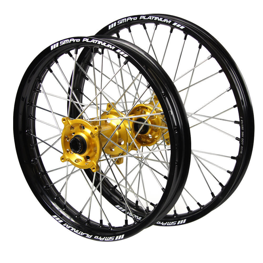 SM Pro Suzuki DRZ400 E 2000-2024 21/18 Black/Gold Wheel Set | Axiom Moto-X