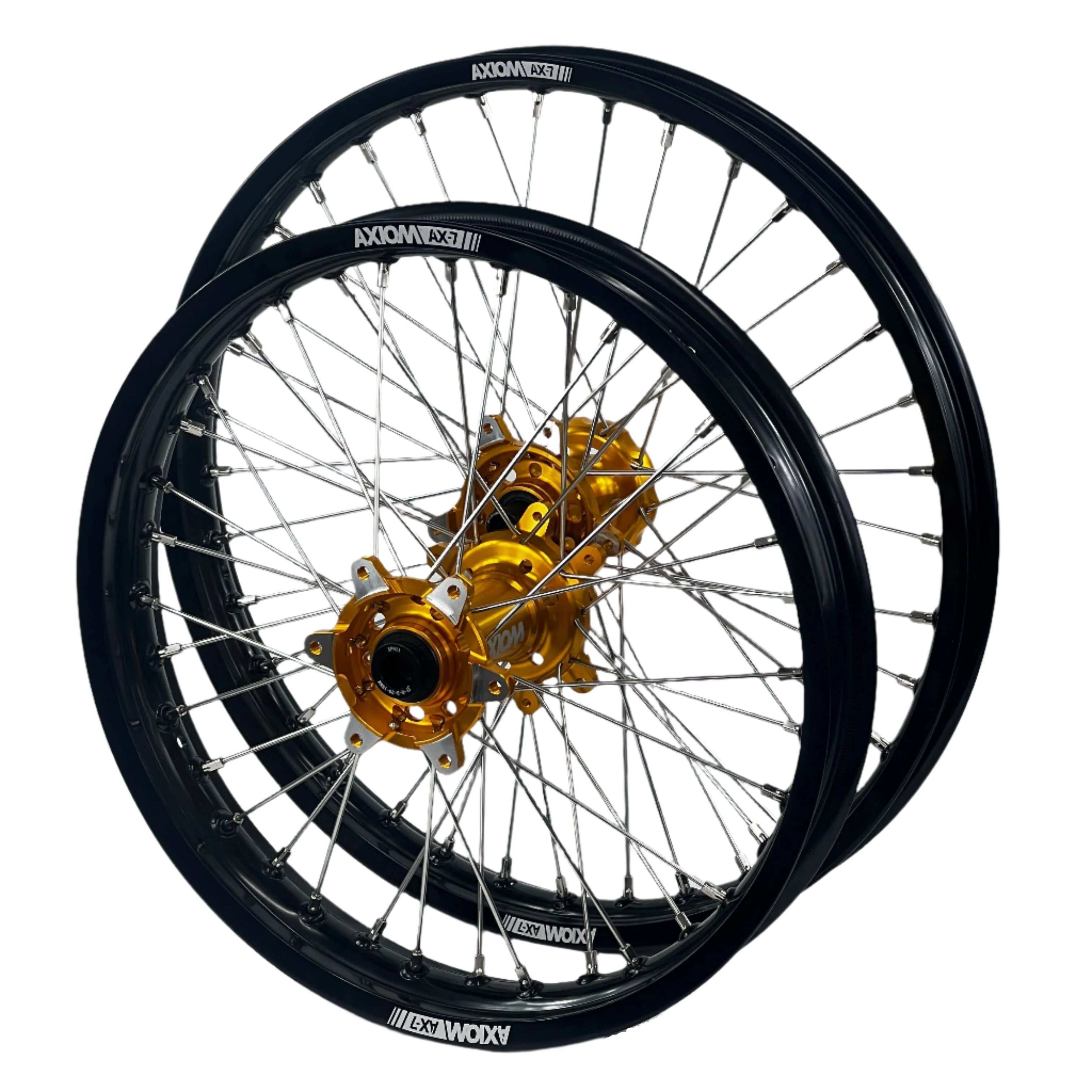 Axiom Sur Ron Ultra Bee 19x1.85/19x2.15 Black Rim / Gold Hub Wheel Set ...